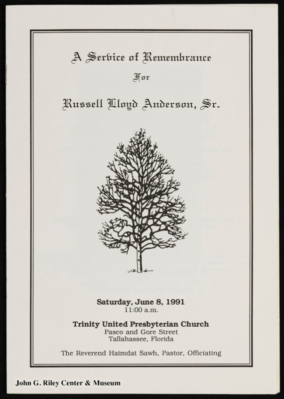 A Service of Remembrance for Russell Lloyd Anderson, Sr. · Museum ...