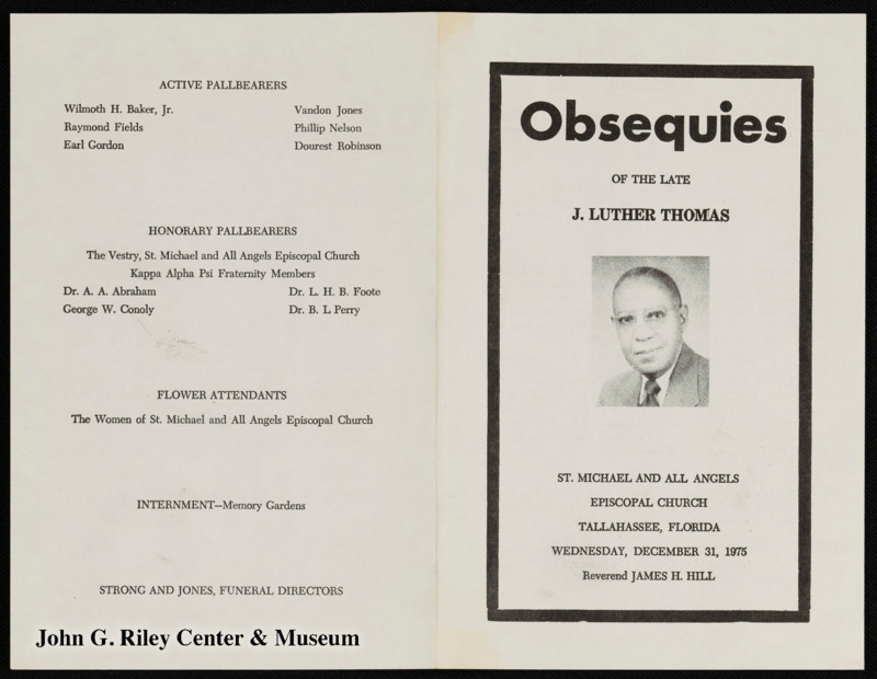 Obsequies of the Late J. Luther Thomas · Museum Collections · Riley ...